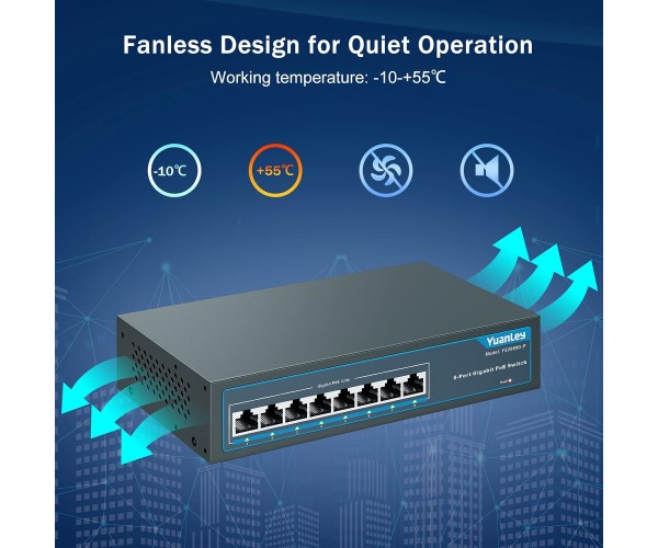 Switch YuanLey 8 ports Gigabit PoE | Equinoxe Informatique